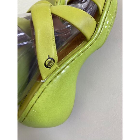 Born | Shoes | Born Lime Green Leather Wedge Sandals Crisscross Straps ...